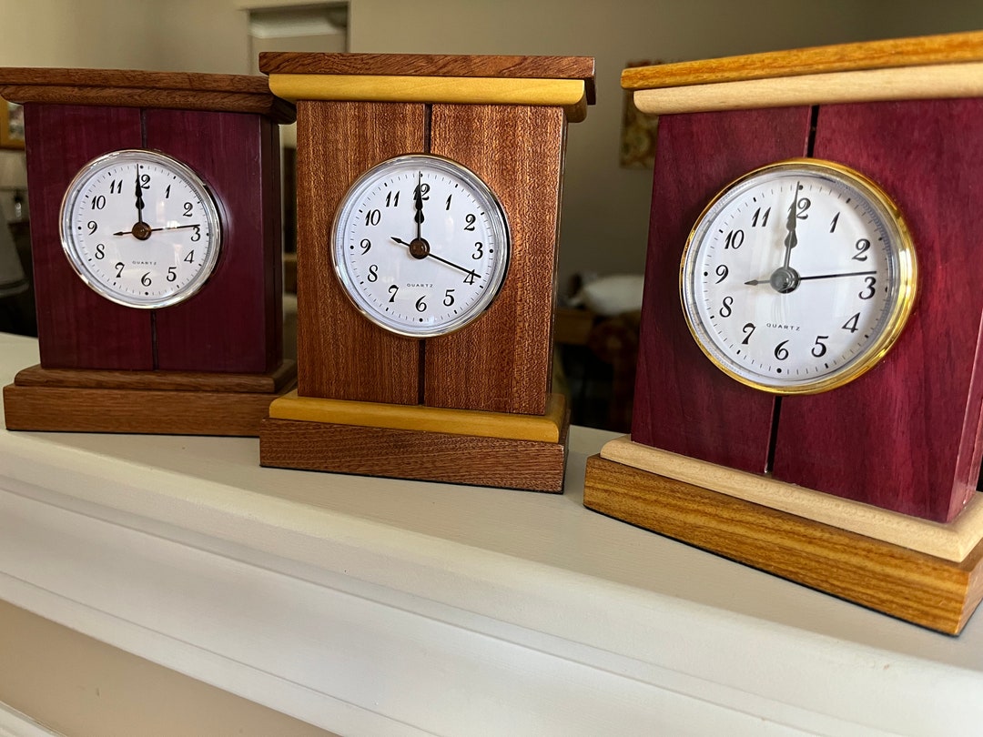 Mini Desktop Clock Mahogany/purple Hearthandmade in USA Gorgeous Wood ...