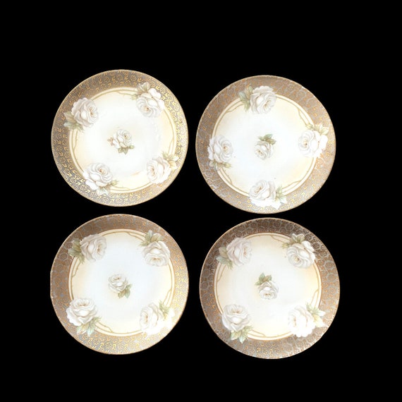VINTAGE White Roses Plate Set - Etsy