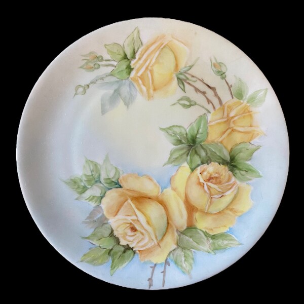 Yellow Rose Plate - Etsy