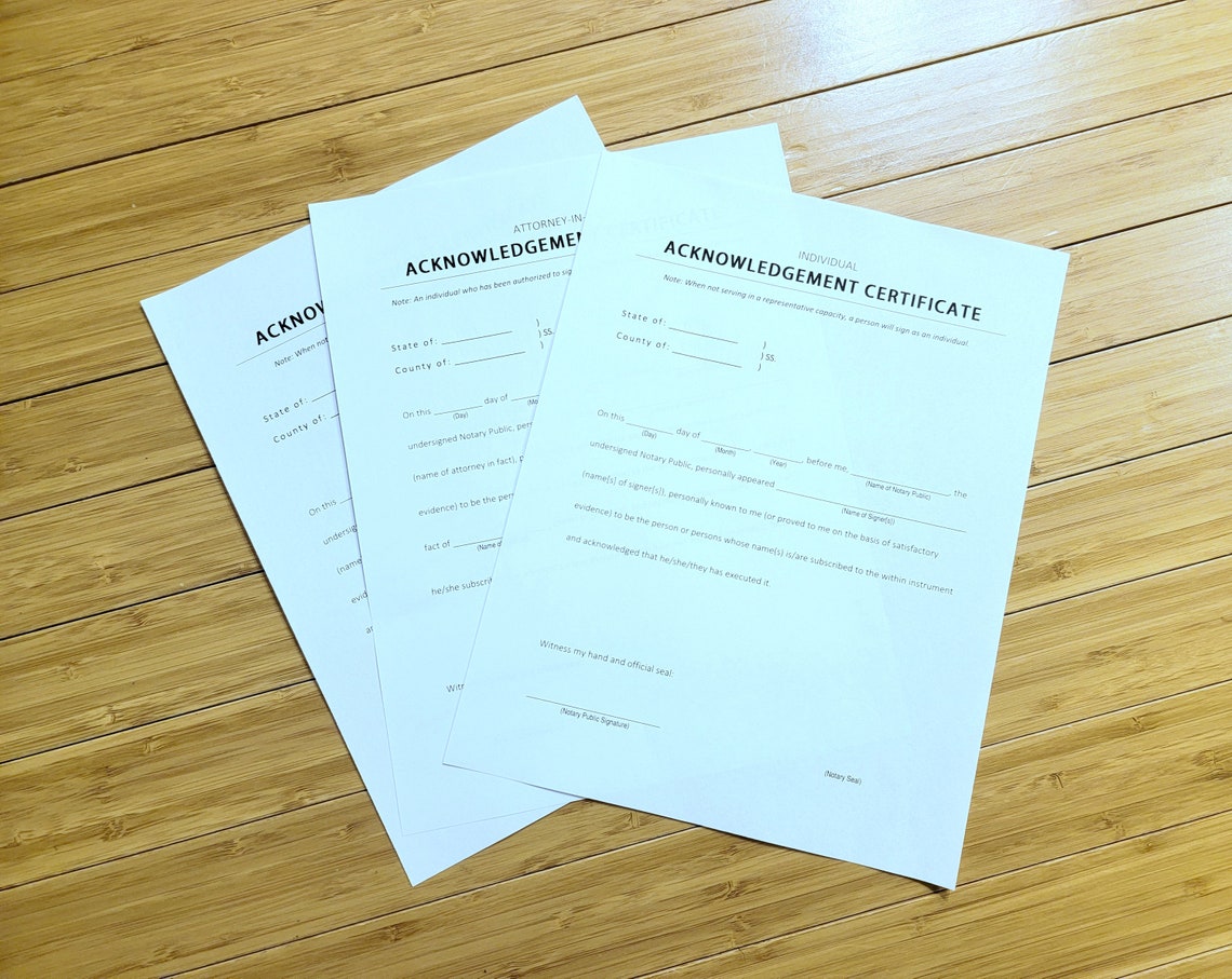 Individual Acknowledgment Certificate - Etsy Canada