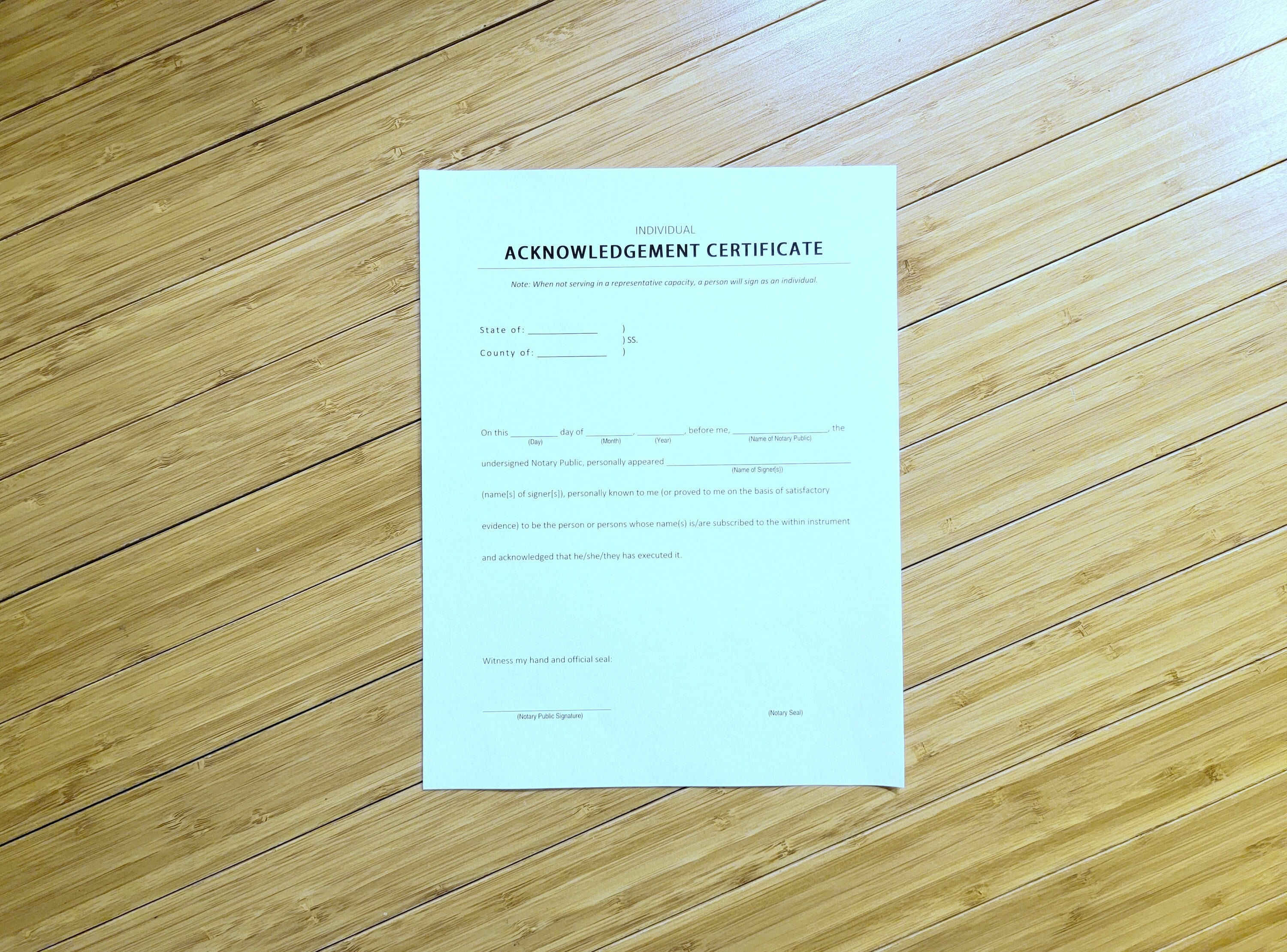 Individual Acknowledgment Certificate - Etsy