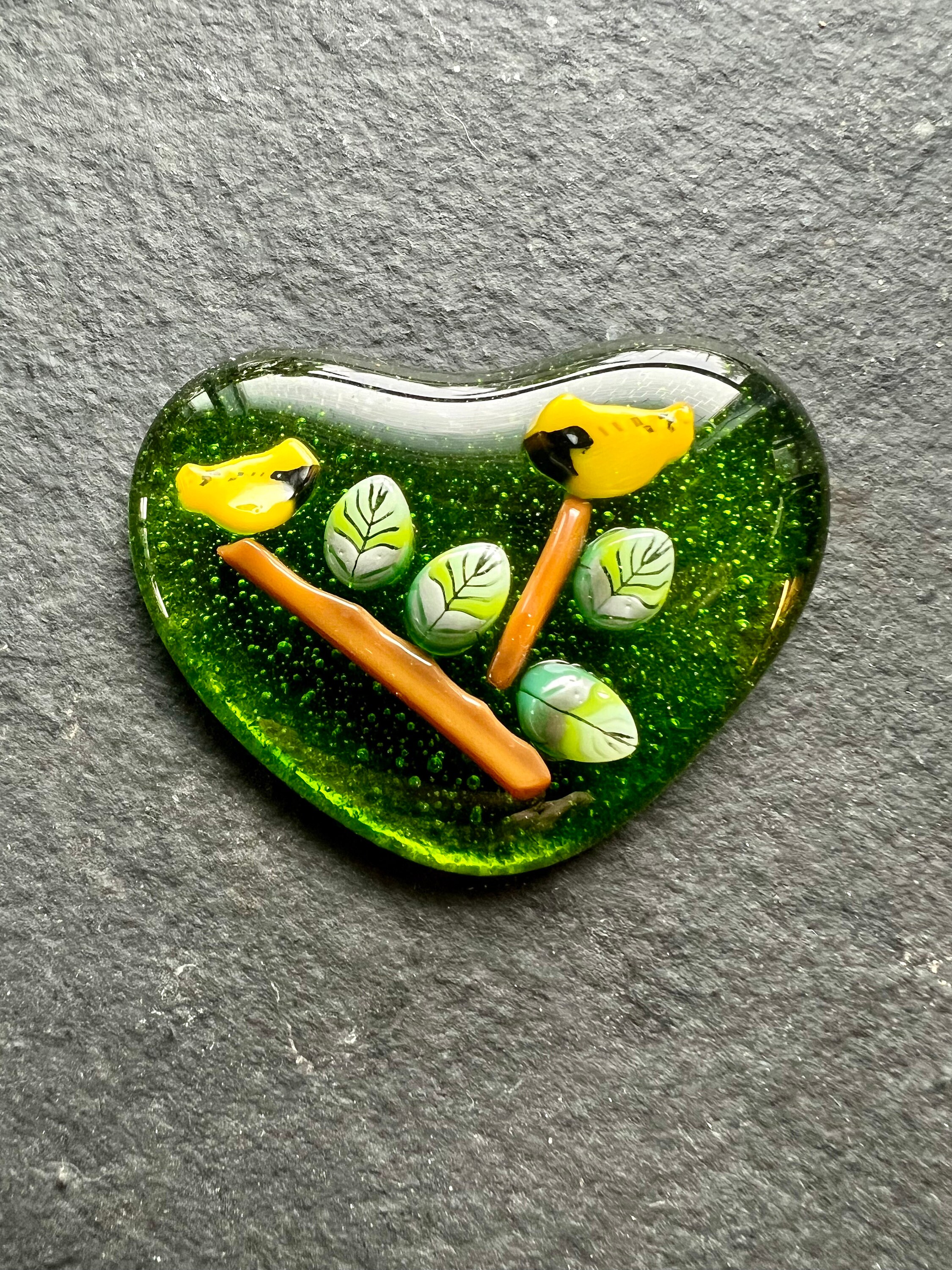 Yellow Cardinal Glass Heart - Etsy