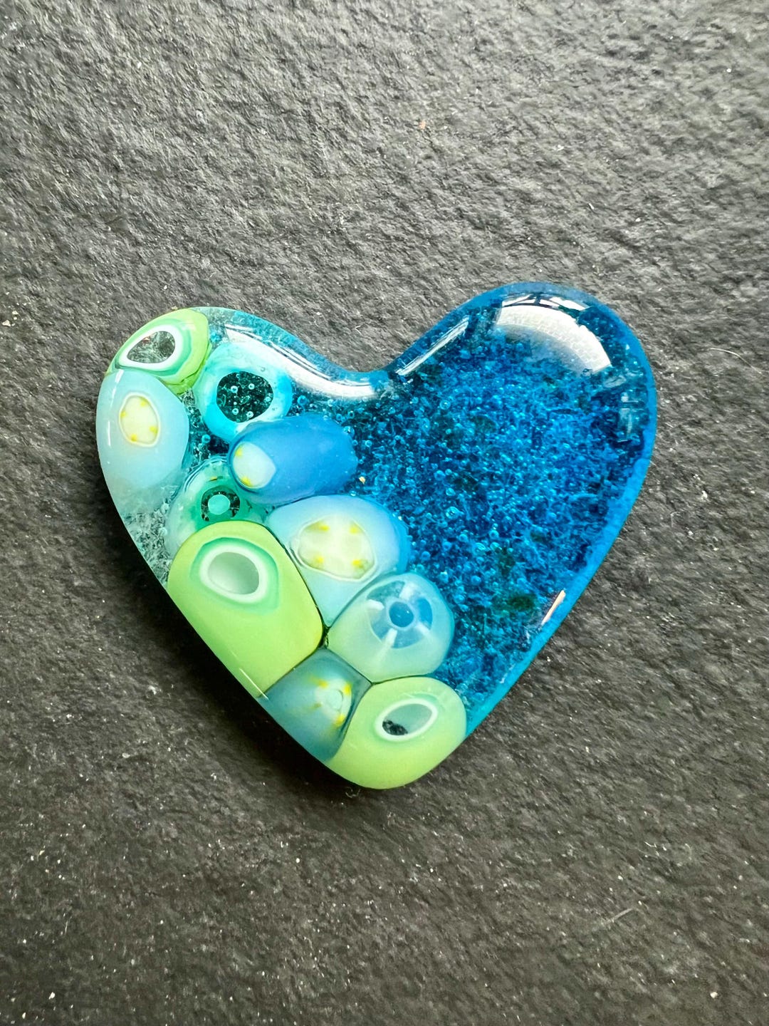 Teal Blue Circle Heart - Etsy