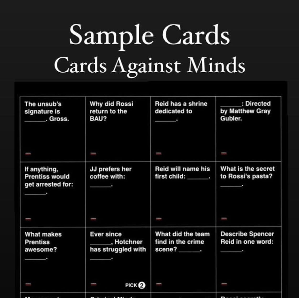 Criminal Minds Cards Against Minds Digital Download Card Game - Etsy