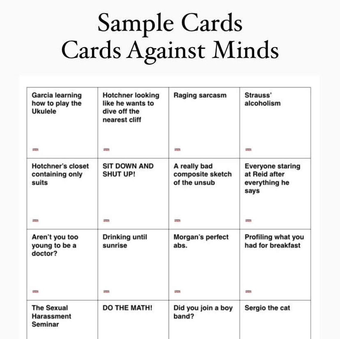 Criminal Minds Cards Against Minds Digital Download Card Game - Etsy