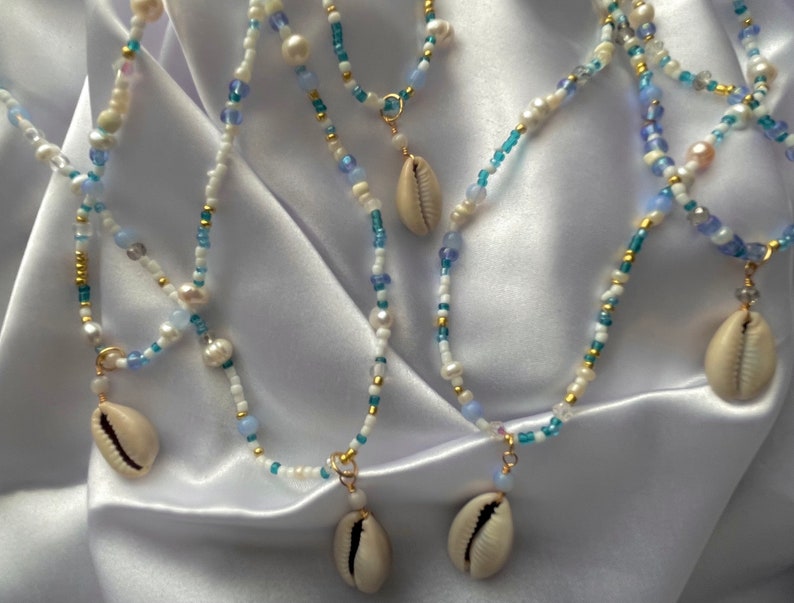 Surfer Style Beaded Necklace With Shell Beaded Choker - Etsy