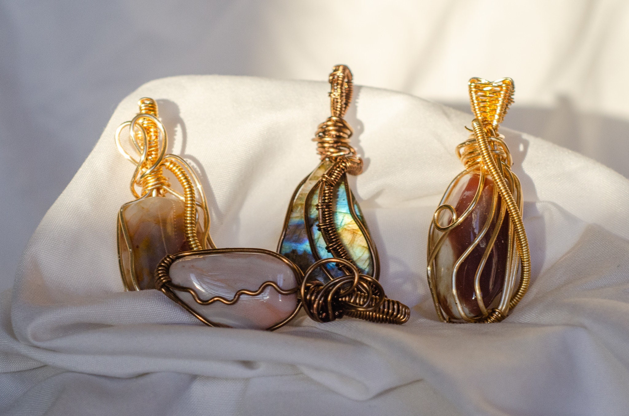 Wire Wrapped Crystal Pendants Complex Wire Wrapped Pendants | Etsy