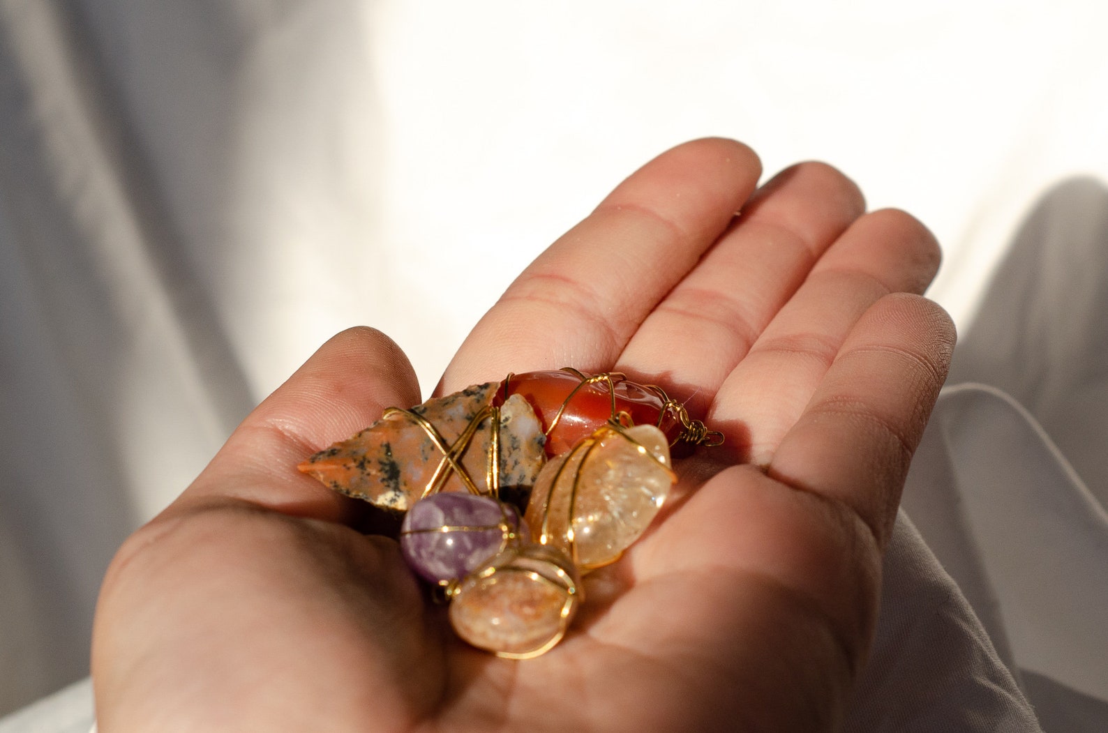 Simple Crystal Wire Wrapped Stones Crystal Necklace Crystal | Etsy