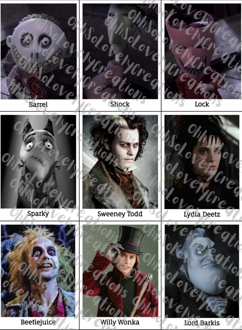 Printable Tim Burton Guess Who Board - Etsy