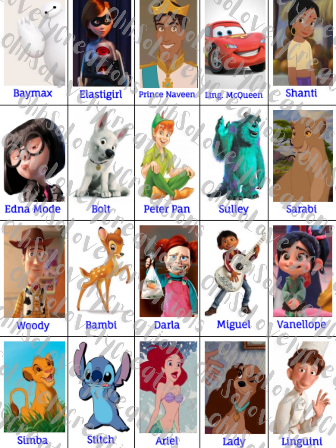 Printable Disney & Pixar Guess Who Board | Etsy