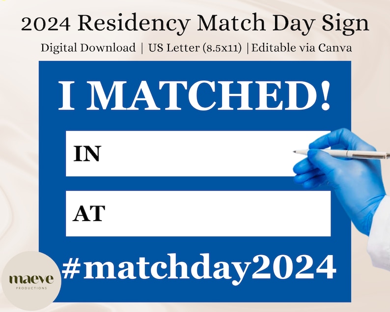 MATCH DAY SIGNS 2024 Residency Medical Doctor Sign Match Day Printable ...