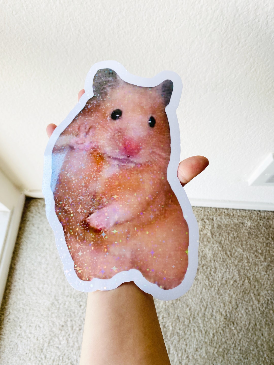 JUMBO GIANT Holographic Hamster Vinyl Sticker, Hamster Meme Sticker ...