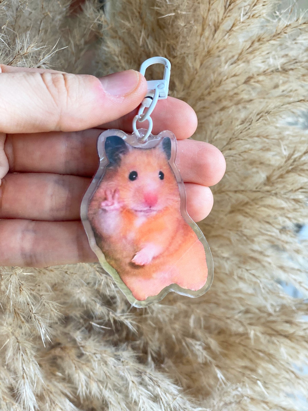 Double Sided Hamster Keychain, Hamster Peace Sign Funny Acrylic ...