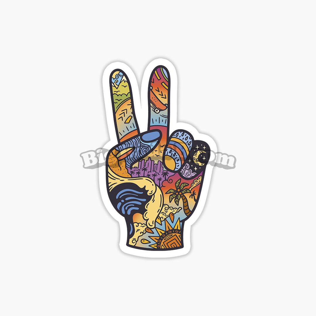 PEACE SIGN Vinyl Sticker, Travel Wave Sticker, Retro Surf Sticker ...