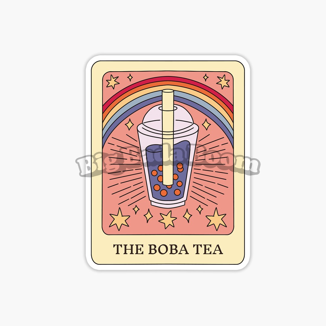 Boba Tea Tarot Card Vinyl Sticker, Tarot Card, Tarot Card Art, Boa Tea ...