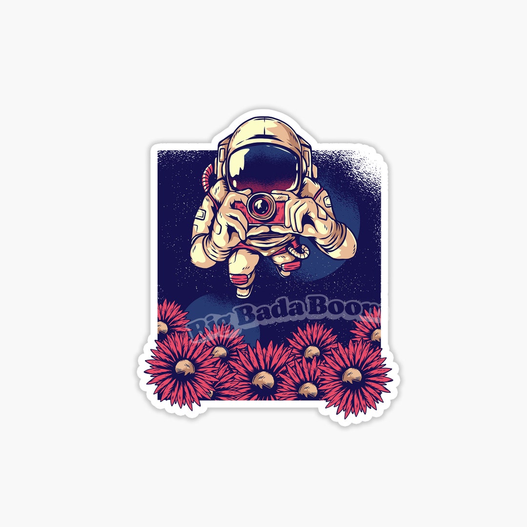 FLORAL ASTRONAUT Vinyl Sticker, Space Sticker, Sticker Laptop ...