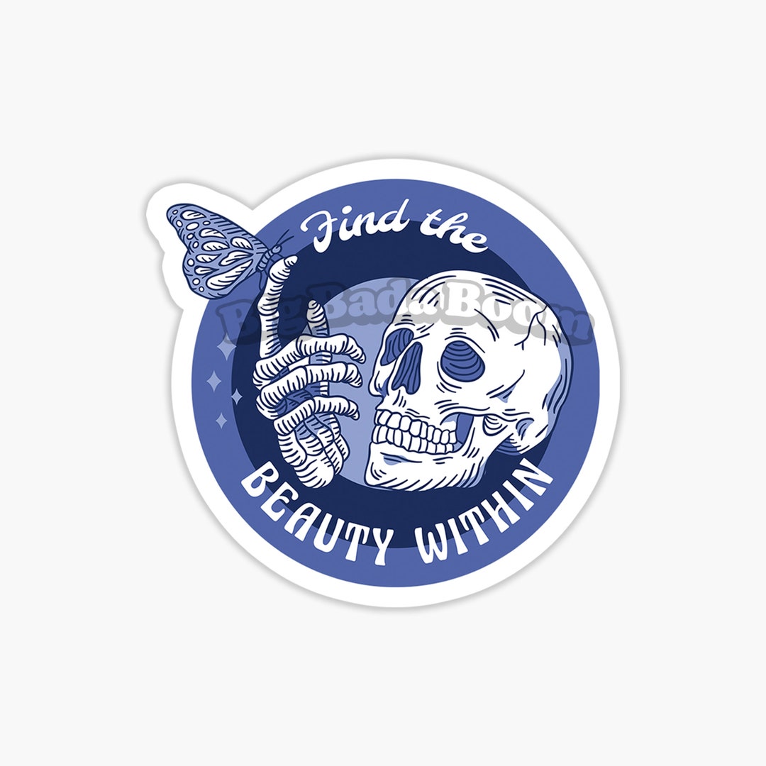SKELETON BUTTERFLY Vinyl Sticker, Halloween Sticker, Skull Sticker ...