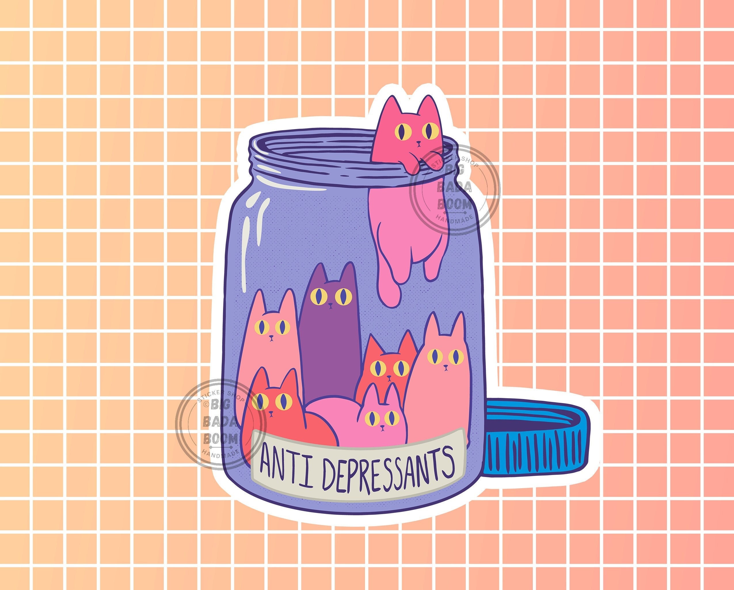 ANTIDEPRESSANT CATS Vinyl Sticker Cat Sticker Laptop | Etsy