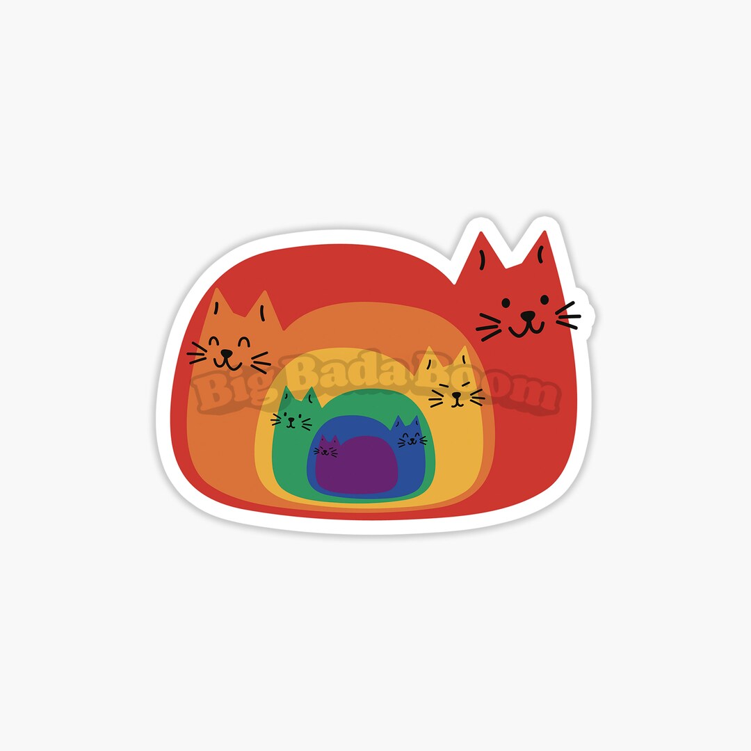 RAINBOW CATS Vinyl Sticker, Cat Sticker, Laptop Stickers, Cat Sticker ...