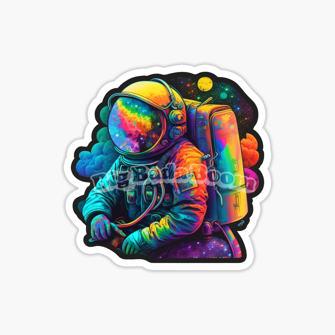 Colorful Astronaut Vinyl Sticker, Space Sticker, Sticker Laptop, Funny ...
