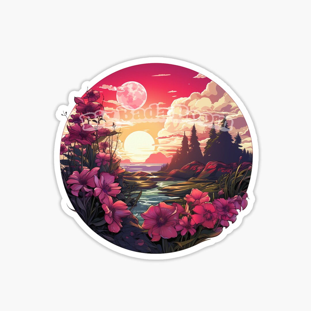 Magical Dreamy Forest Vinyl Sticker, Floral Sticker, Moon Sticker ...
