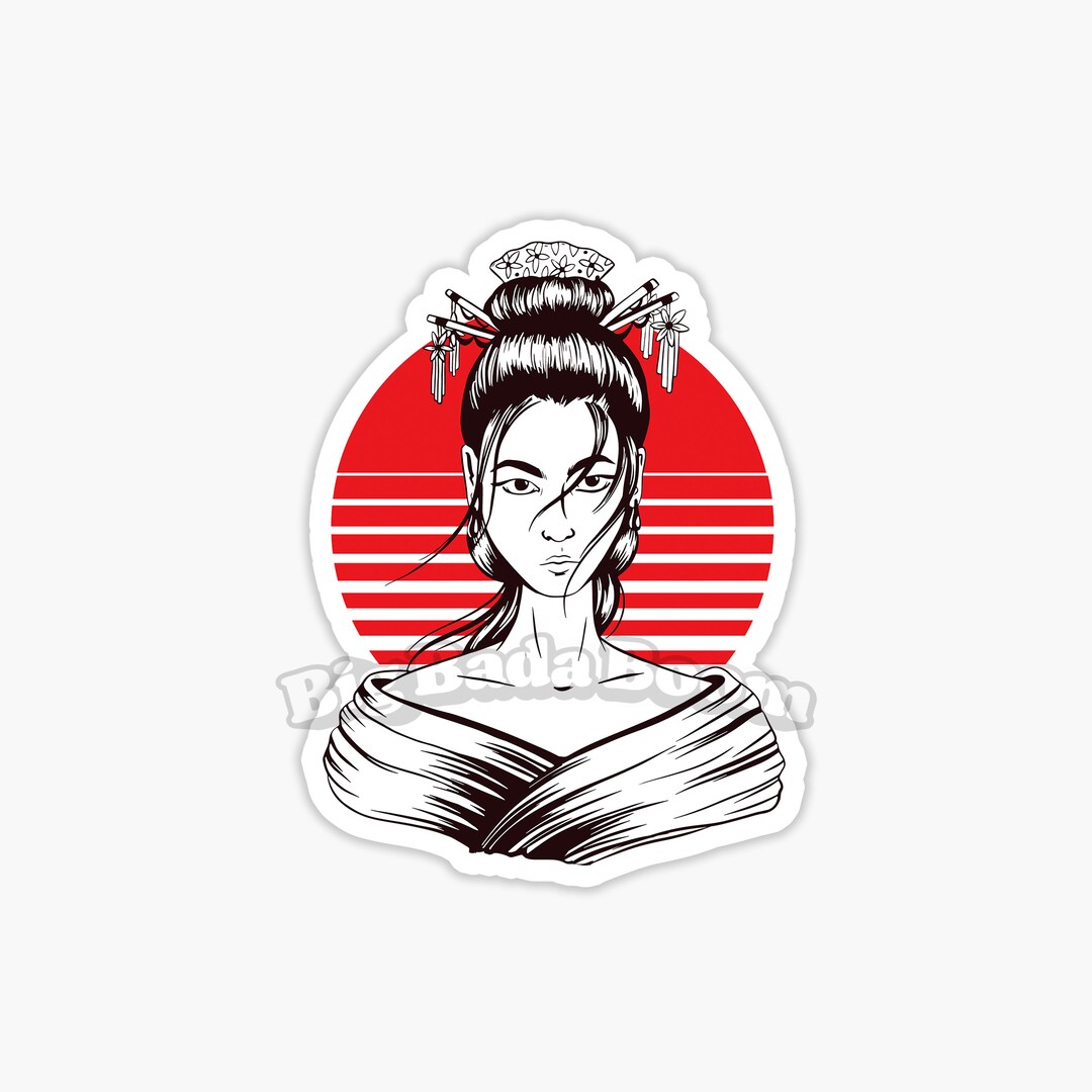Geisha Sunset Vinyl Sticker, Japanese Stickers, Laptop Stickers, Geisha ...
