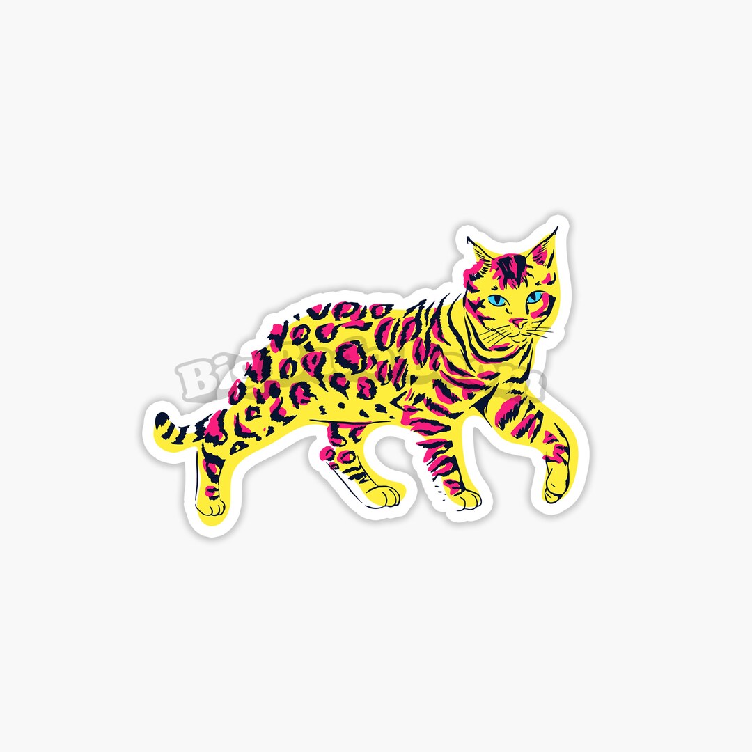 BENGAL CAT Vinyl Sticker, Cat Sticker, Laptop Stickers, Wild Cat ...