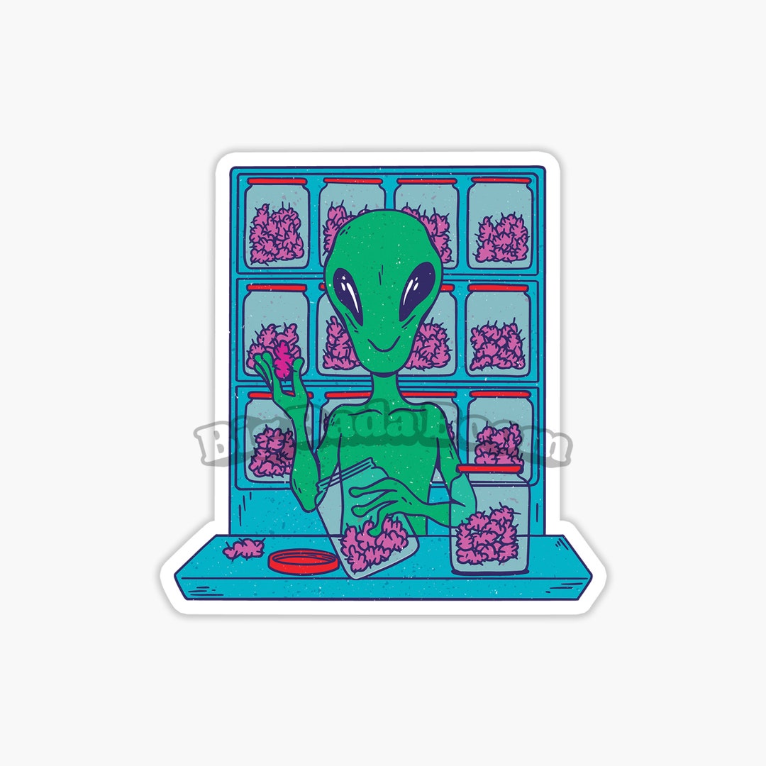 ALIEN WEED Vinyl Sticker Ufo Sticker Funny Stickers Funny - Etsy