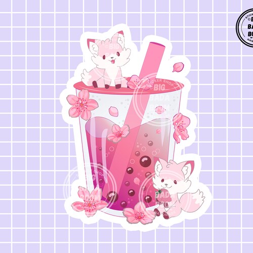 Cute Boba Tea Vinyl Sticker Kawaii Bubble Tea Stickers - Etsy