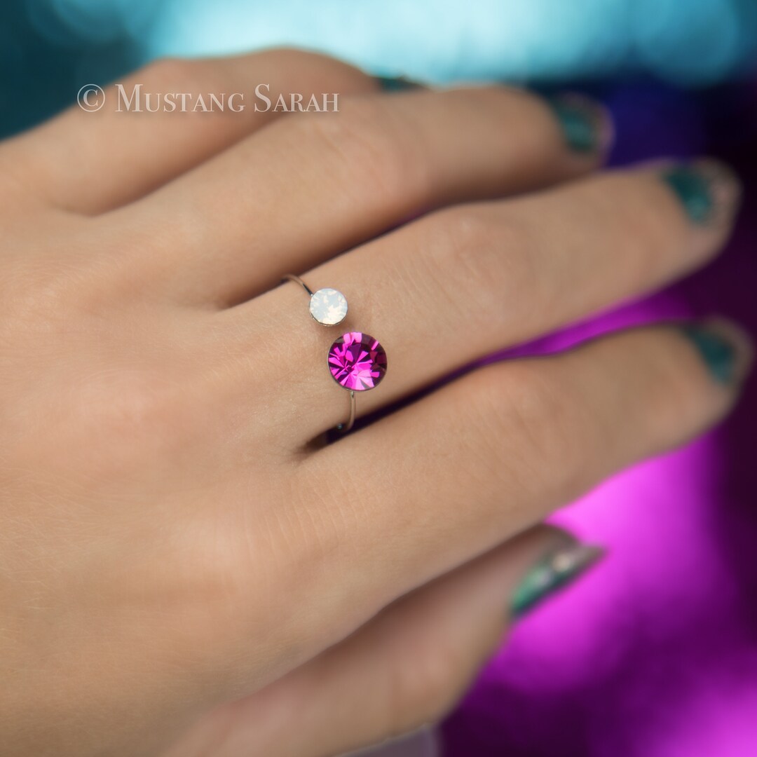 Swarovski Crystal Ring, Double Chaton Ring, Hypoallergenic Ring ...