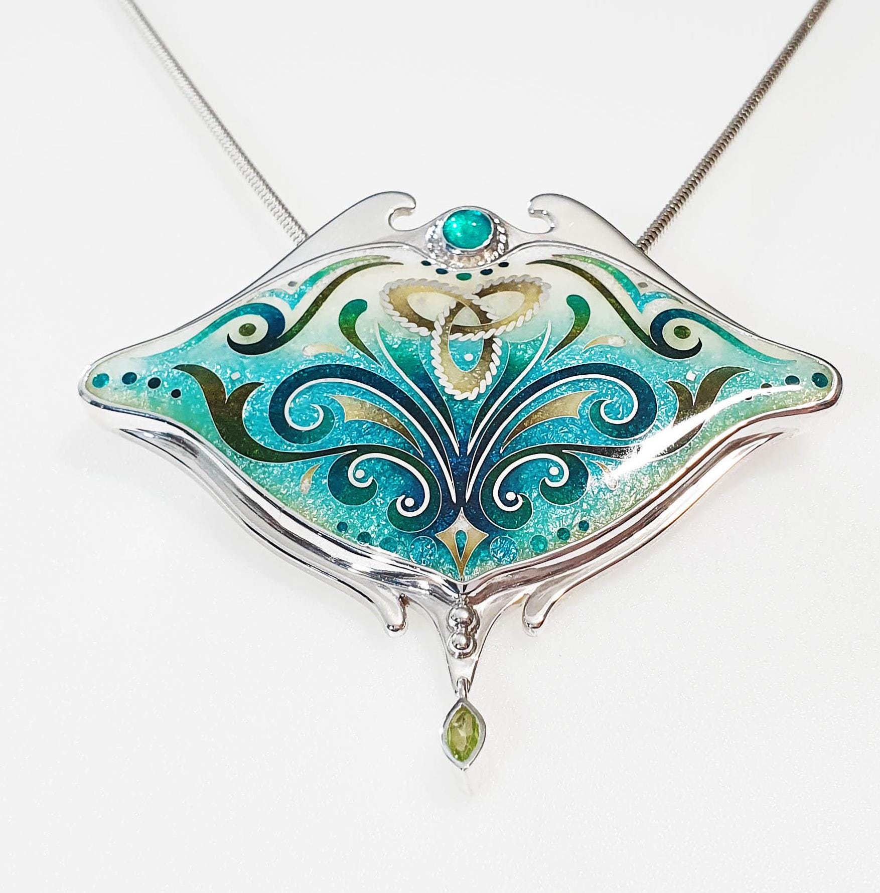 Decorative Manta Ray. Pendant/brooch. Georgian Cloisonne Enamel ...