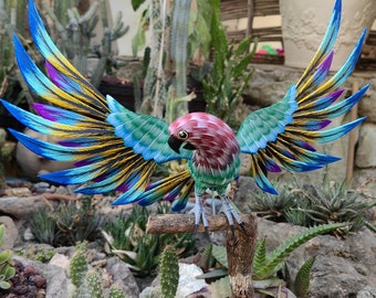 Parakeet Bird Statue Mexican Art Alebrije Sculpture, Wooden Parrot ...