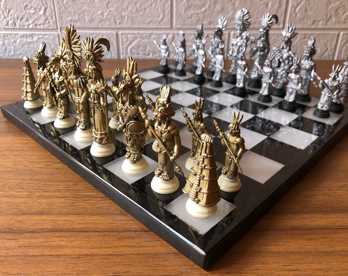 Aztec Chess Set, Mexican Chess, Chess Set 10” X 10” Marble Chess Board ...