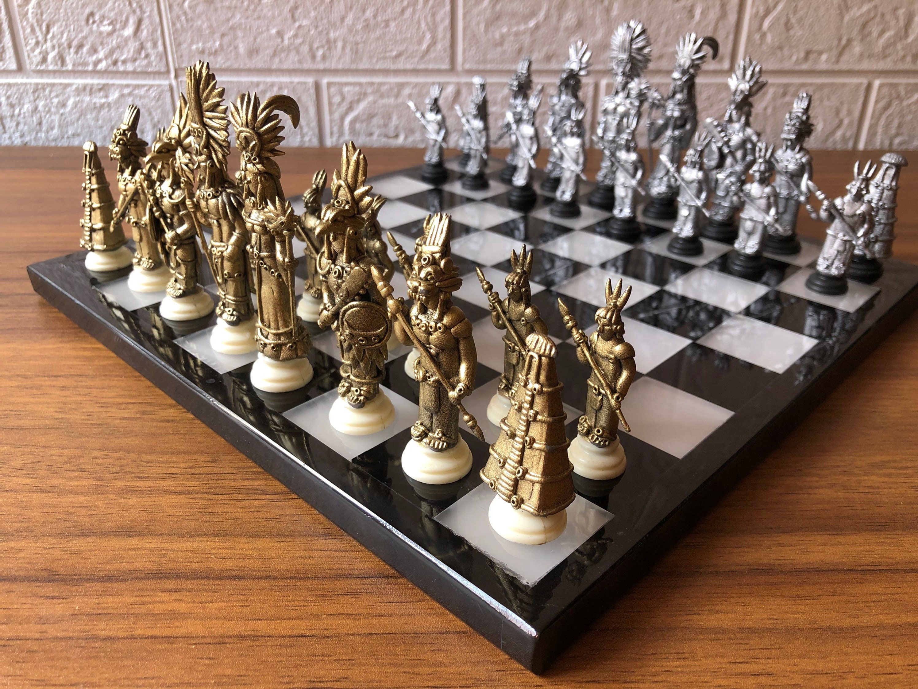 Aztec Chess Set Mexican Chess Chess Set 10 X 10 Marble | Etsy