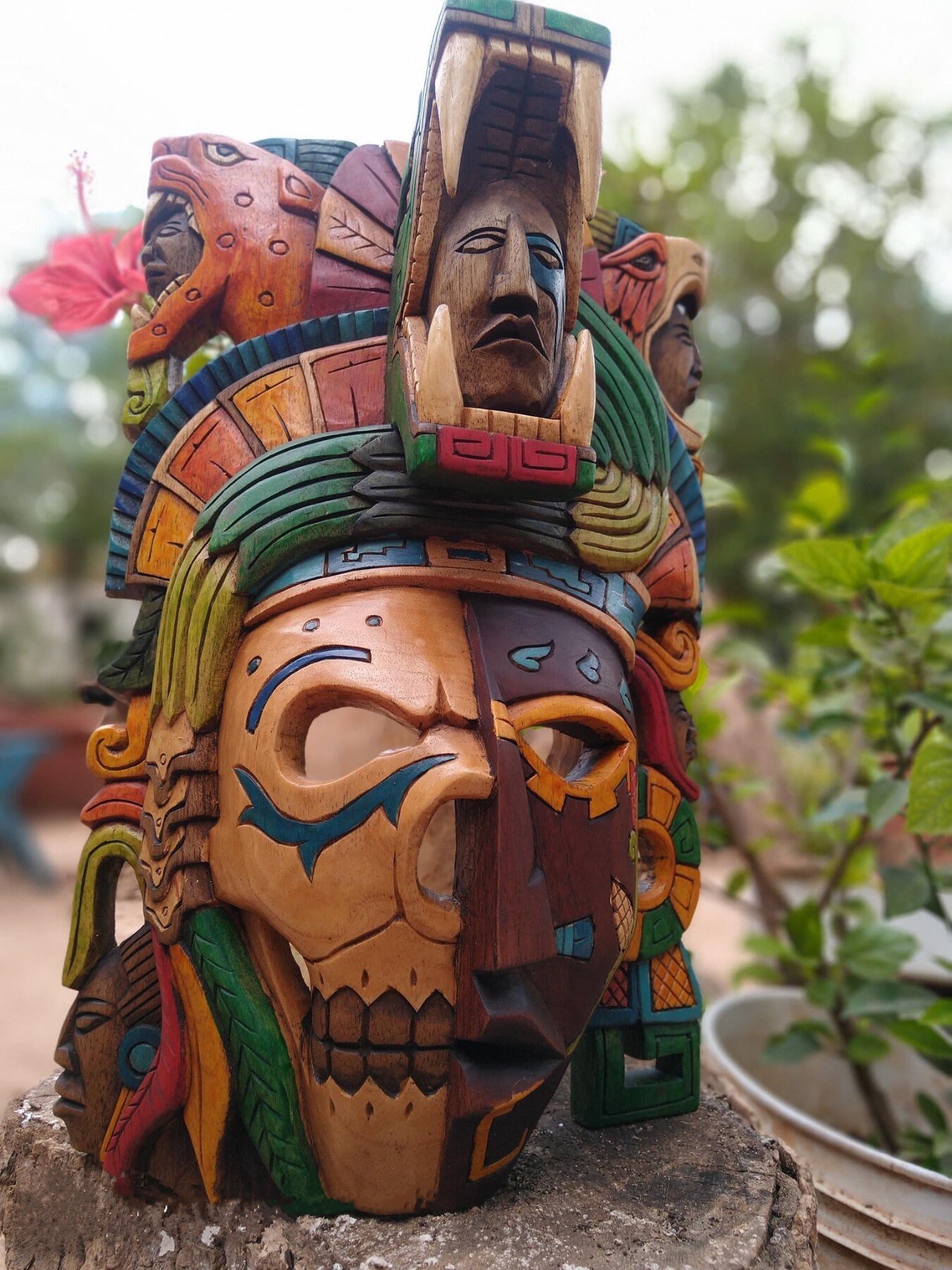 Prehispanic Wooden Mask, Mayan Culture, Mexican Wall Art, Hand Carved ...