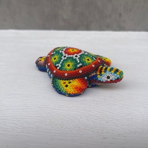 Turtle Statue Huichol Sculpture of Mexican Folk Art, Turtle Wixarika as ...