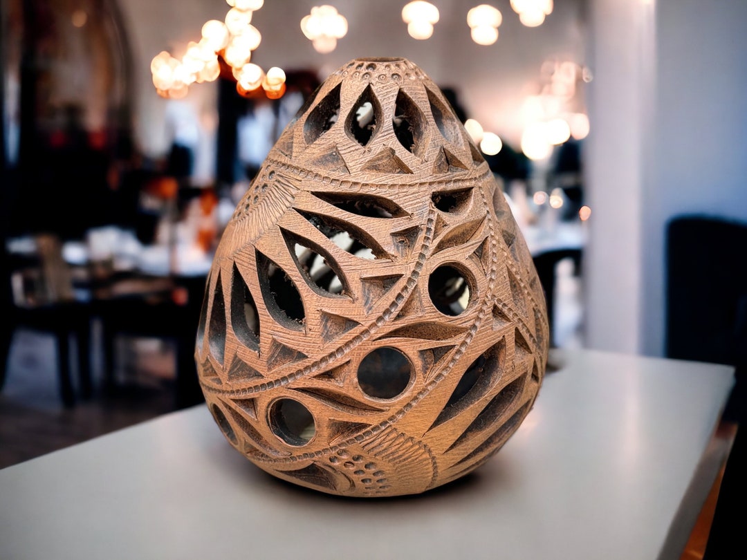 Egg Luminary of Brown Clay From Oaxaca Mexico, Handmade and Elegant ...