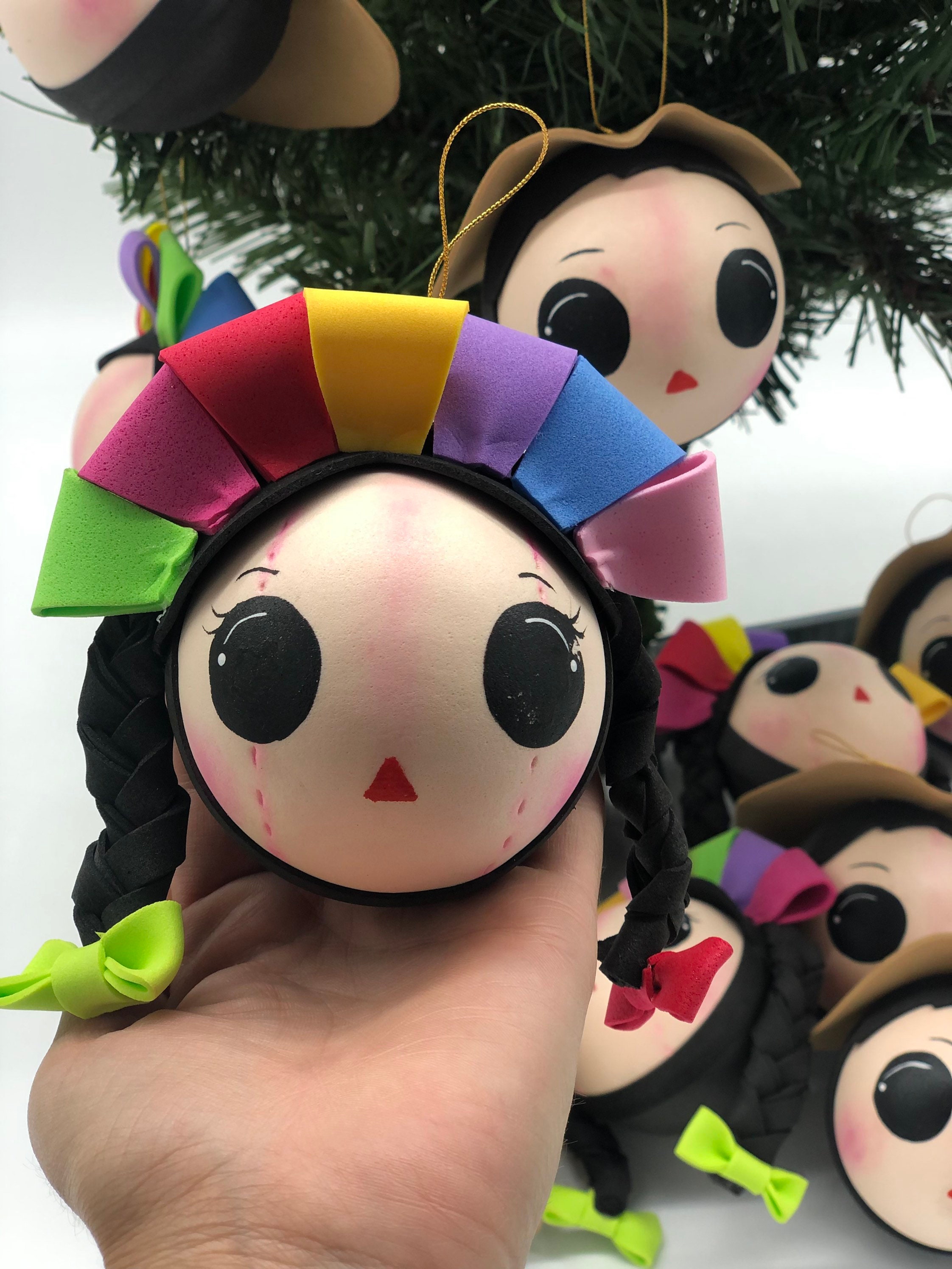 Lele and Poncho Spheres 3.93 Mexican Doll Christmas Ornaments - Etsy