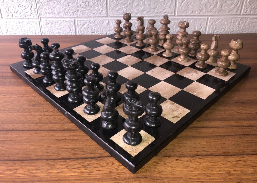 LARGE Chess Set 13.77 X 13.77 Marble Chess Set in Brown and - Etsy