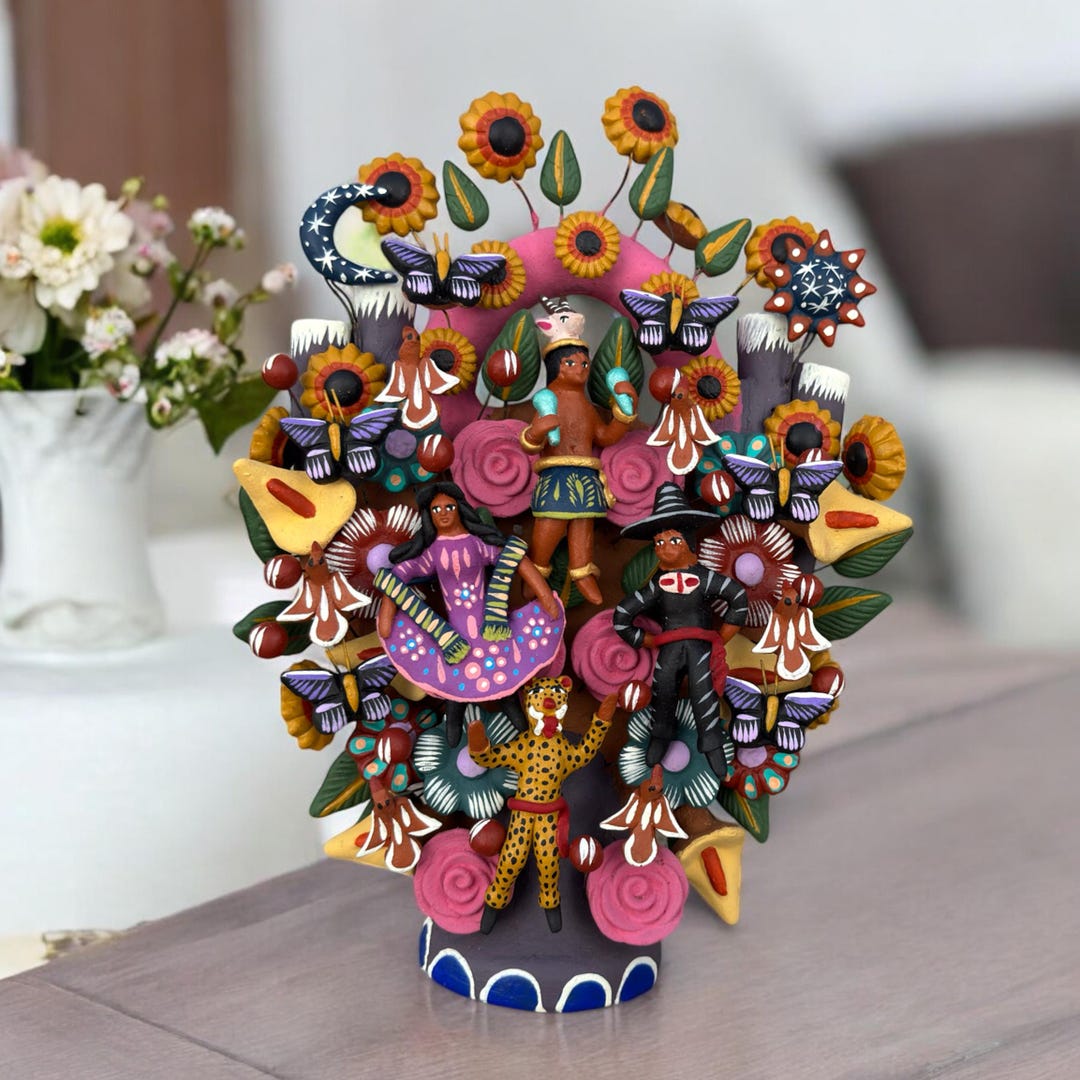 Mexican Folklore Mariachi Candle Holder, Tree of Life, Candelabra ...