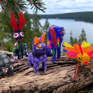 5 Mini Alebrijes Well Detailed Figurines Mexican Folk Art Alebrije ...