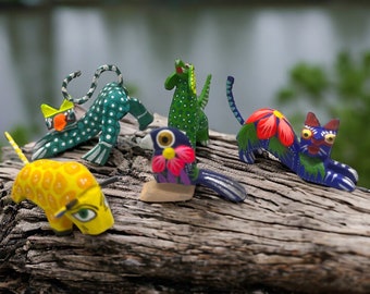 5 Mini Alebrijes Well Detailed Figurines Mexican Folk Art Alebrije ...