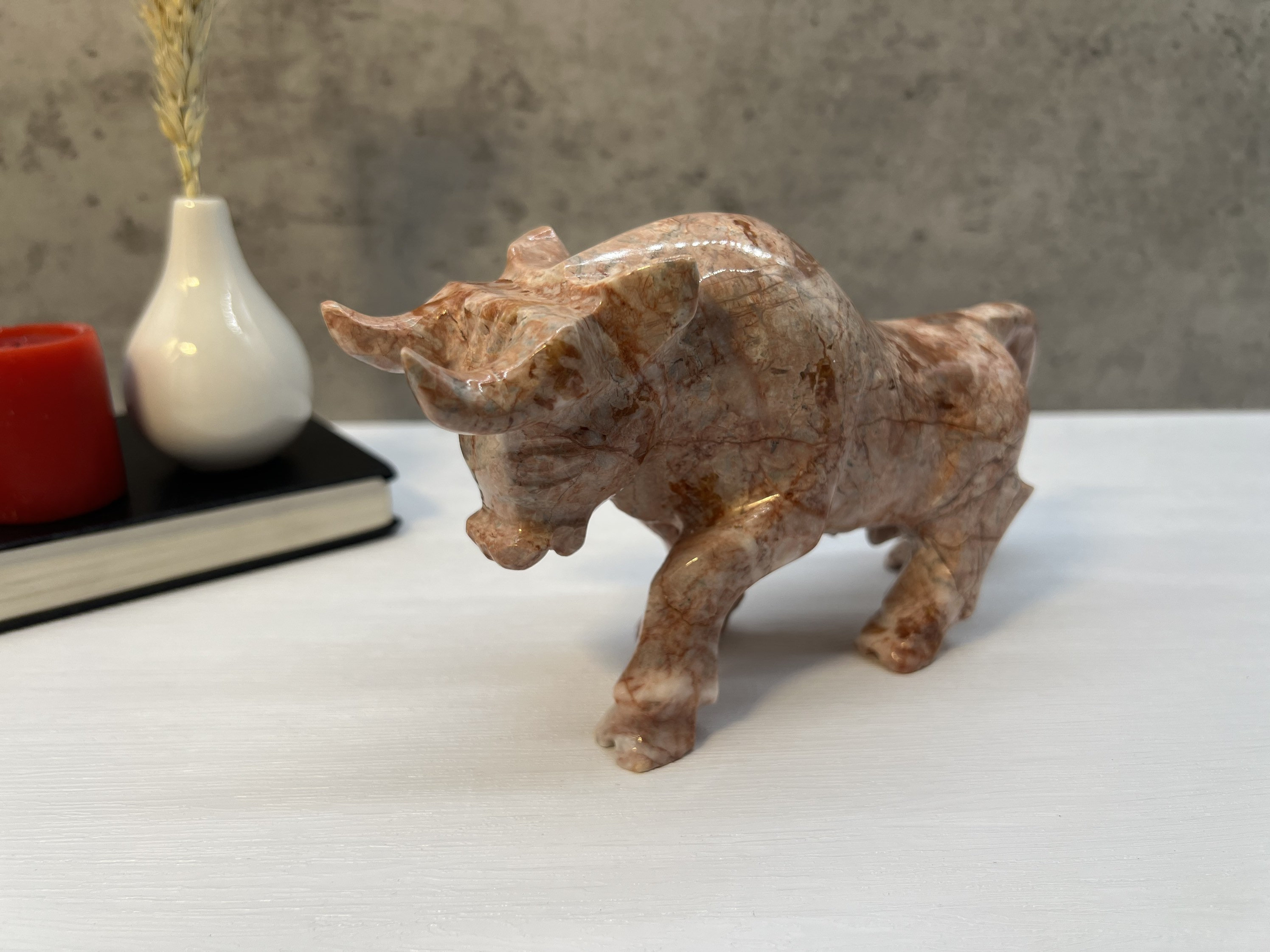 BIG Pink Bull Bull Sculpture Marble Bull Carved Stone - Etsy