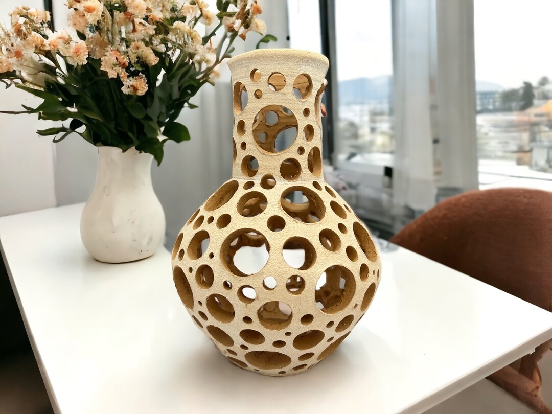 Oaxaca Vase White and Brown Clay Handcrafted Plant Pot, Pottery ...