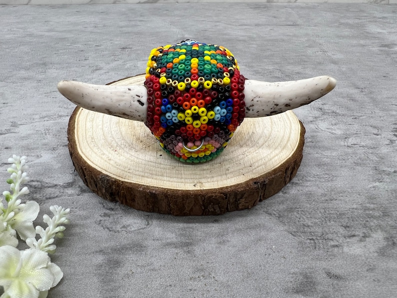 Bull Sculpture Huichol Statue of Mexican Folk Art Bighorn - Etsy