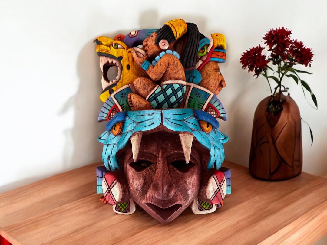 Prehispanic Wooden Mask, Mayan Culture, Made by Mayan Artisans Yucatán ...