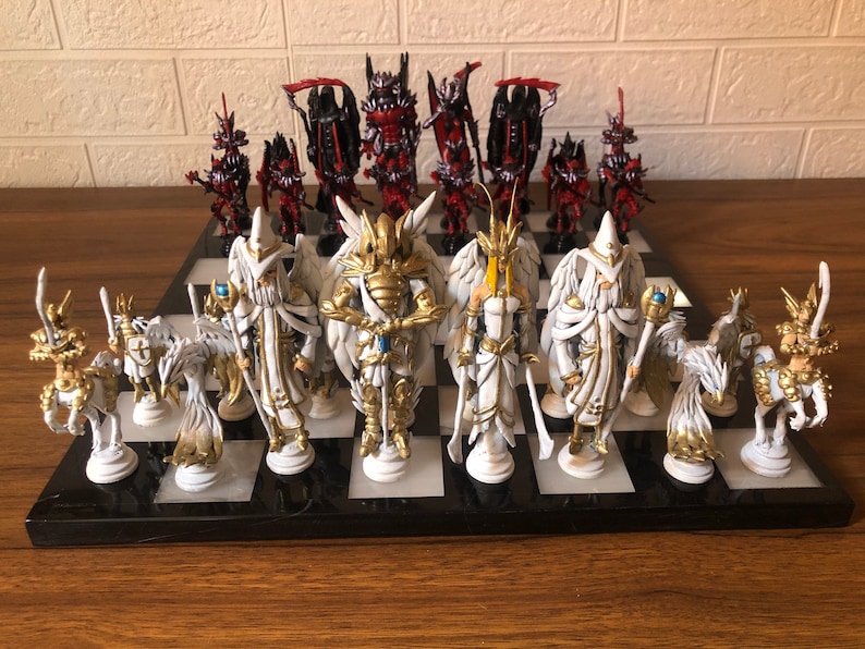 Angels Vs Demons Chess Set 11.81 X 11.81 Marble Chess - Etsy