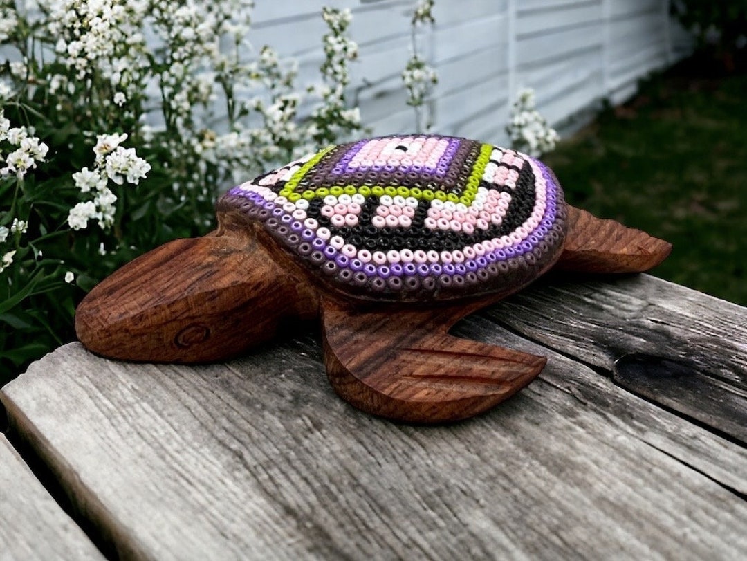 Turtle Statue Huichol Sculpture of Mexican Folk Art, Turtle Wixarika as ...