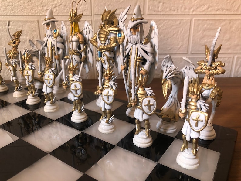 Angels Vs Demons Chess Set 11.81 X 11.81 Marble Chess - Etsy