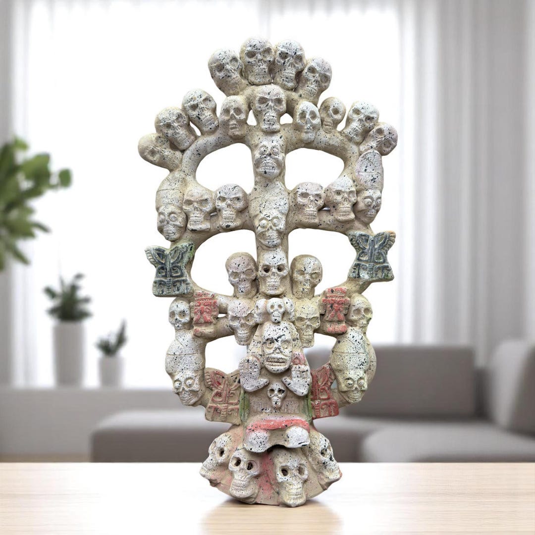 Mictlan Large Tree of Death Clay Sculpture of Mictlantecuhtli, Aztec ...